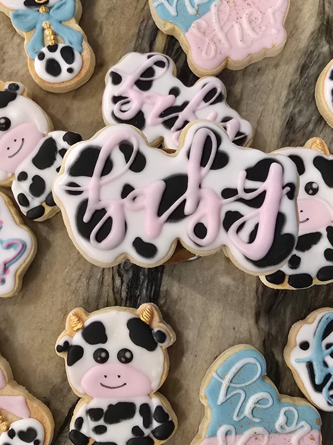 Baby Shower Gender Reveal Cow Theme Decorated Cookies - Etsy