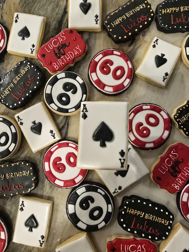 Casino Poker Themed Milestone Birthday Decorated Cookies - Etsy