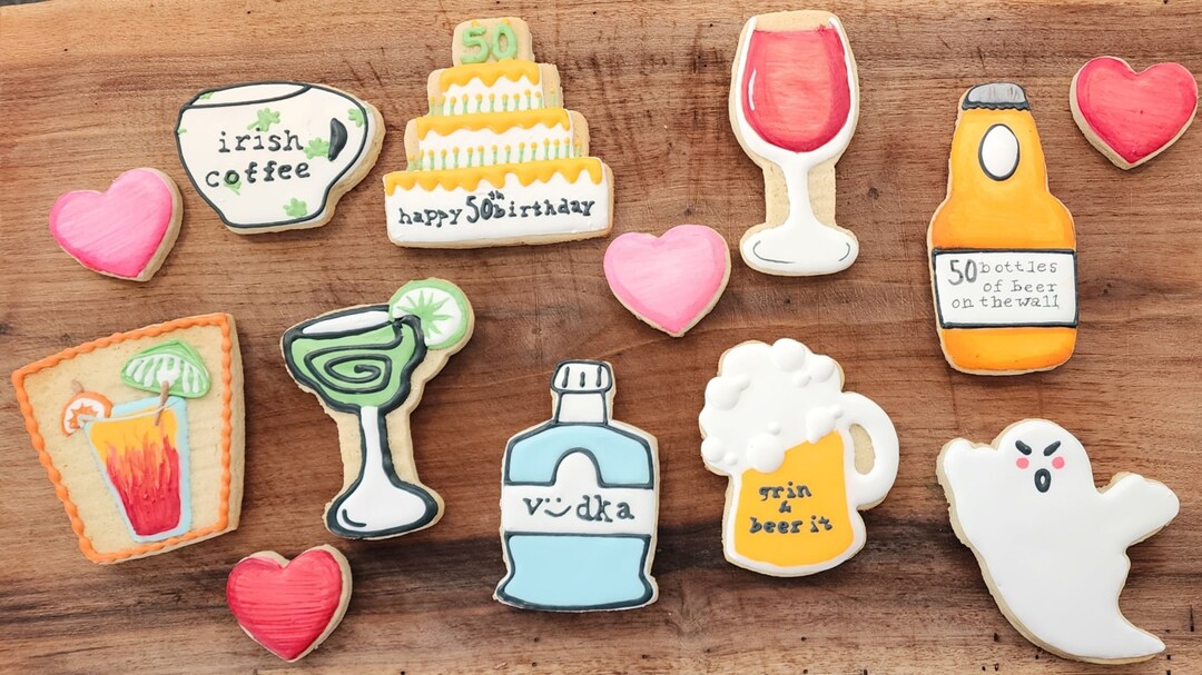 50th 21st Birthday Alcohol Inspired Decorated Cookies - Etsy