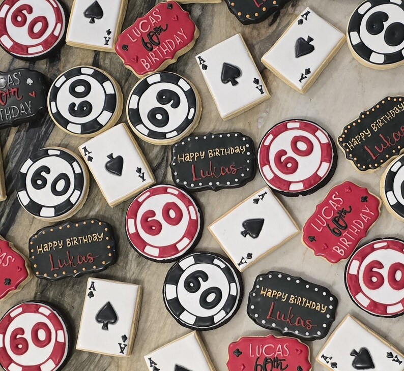 Casino Poker Themed Milestone Birthday Decorated Cookies - Etsy