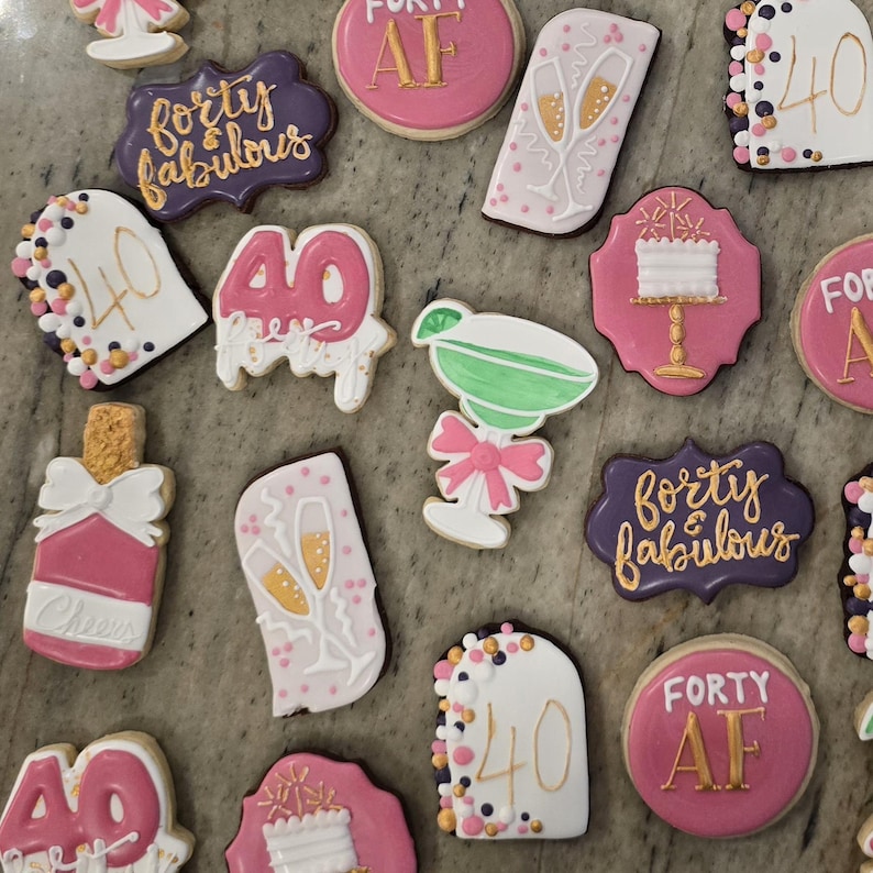 40th Birthday Girly Decorated Cookies - Etsy