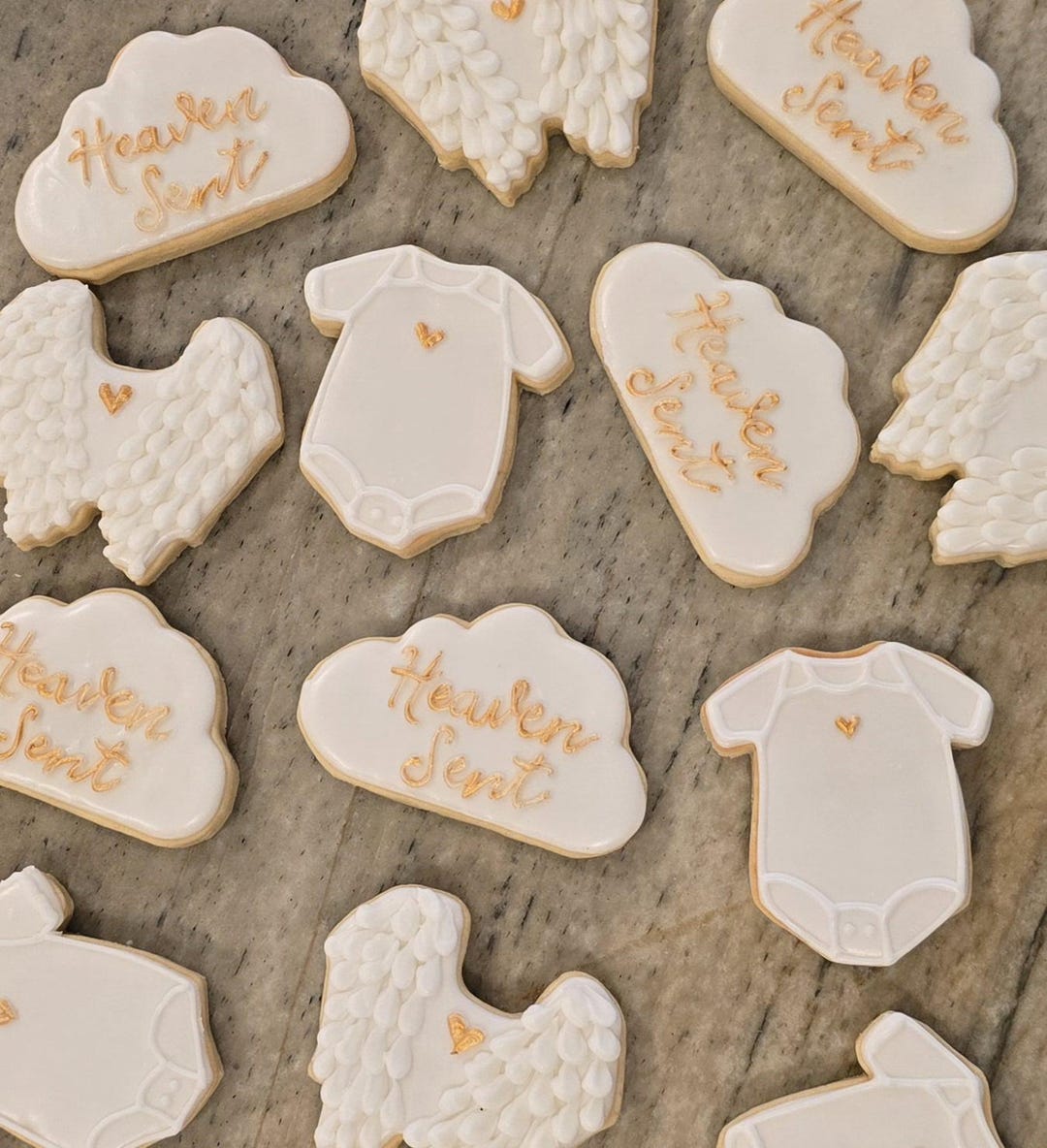 Heaven Sent Angel Baby Themed Baby Shower Decorated Cookies (dye Free ...
