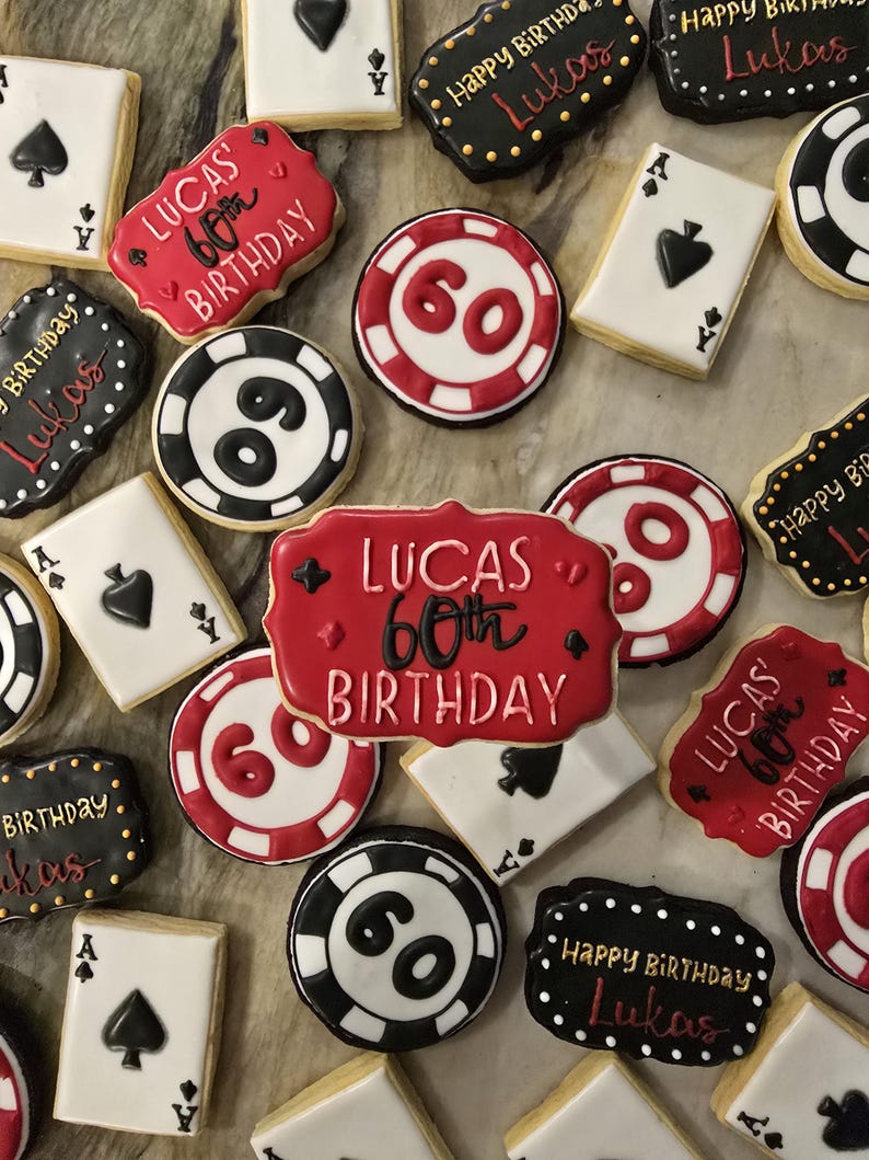 Casino Poker Themed Milestone Birthday Decorated Cookies - Etsy