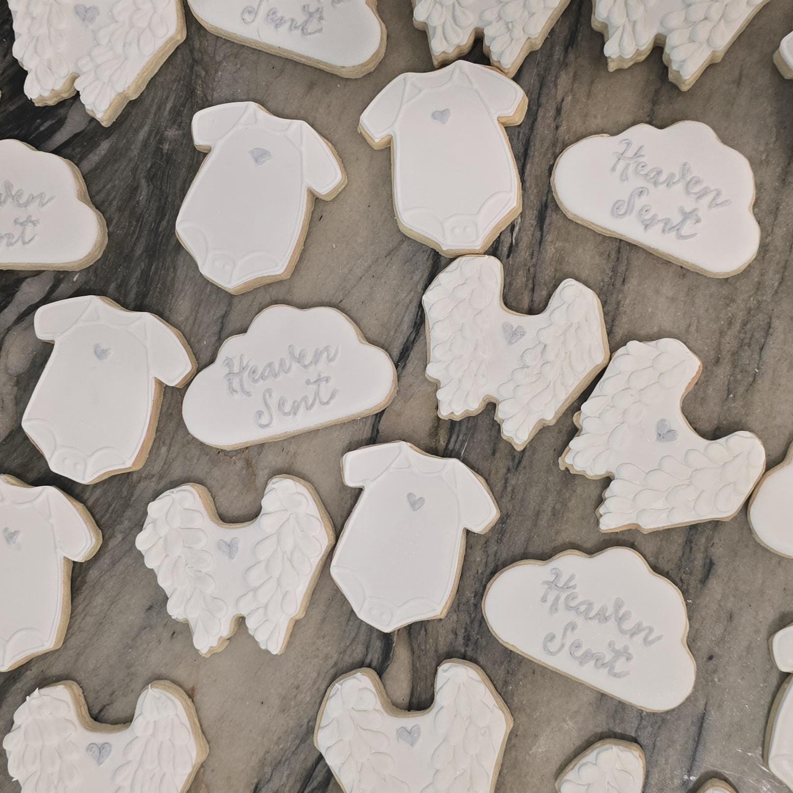 Heaven Sent Angel Baby Themed Baby Shower Decorated Cookies (dye Free ...