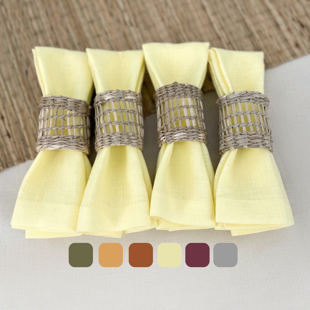Light Yellow Cocktail Napkin Set of 8,10,12 - Pastel Yellow Linen ...