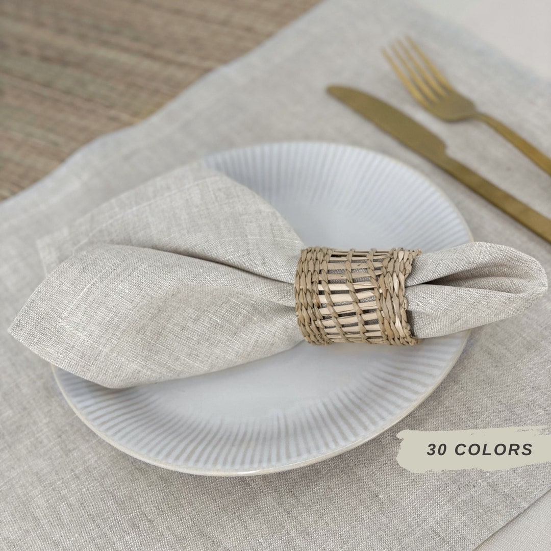 100% Linen Natural Napkin Set - Washable Cloth Napkins for Farmhouse ...