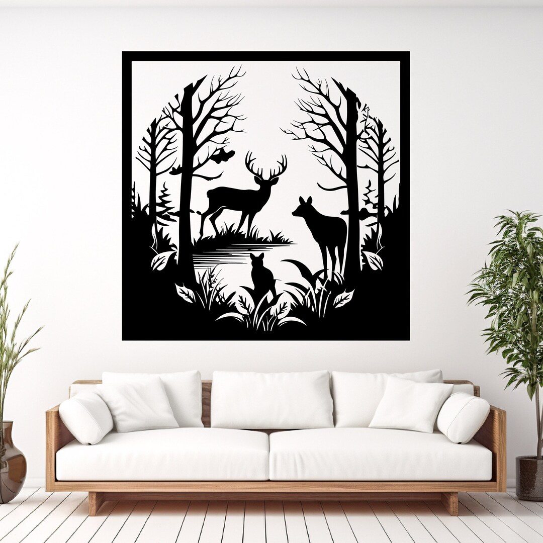 Forest Deer Panel Svg, Forest Deer Png, Forest Wall Art, Forest ...