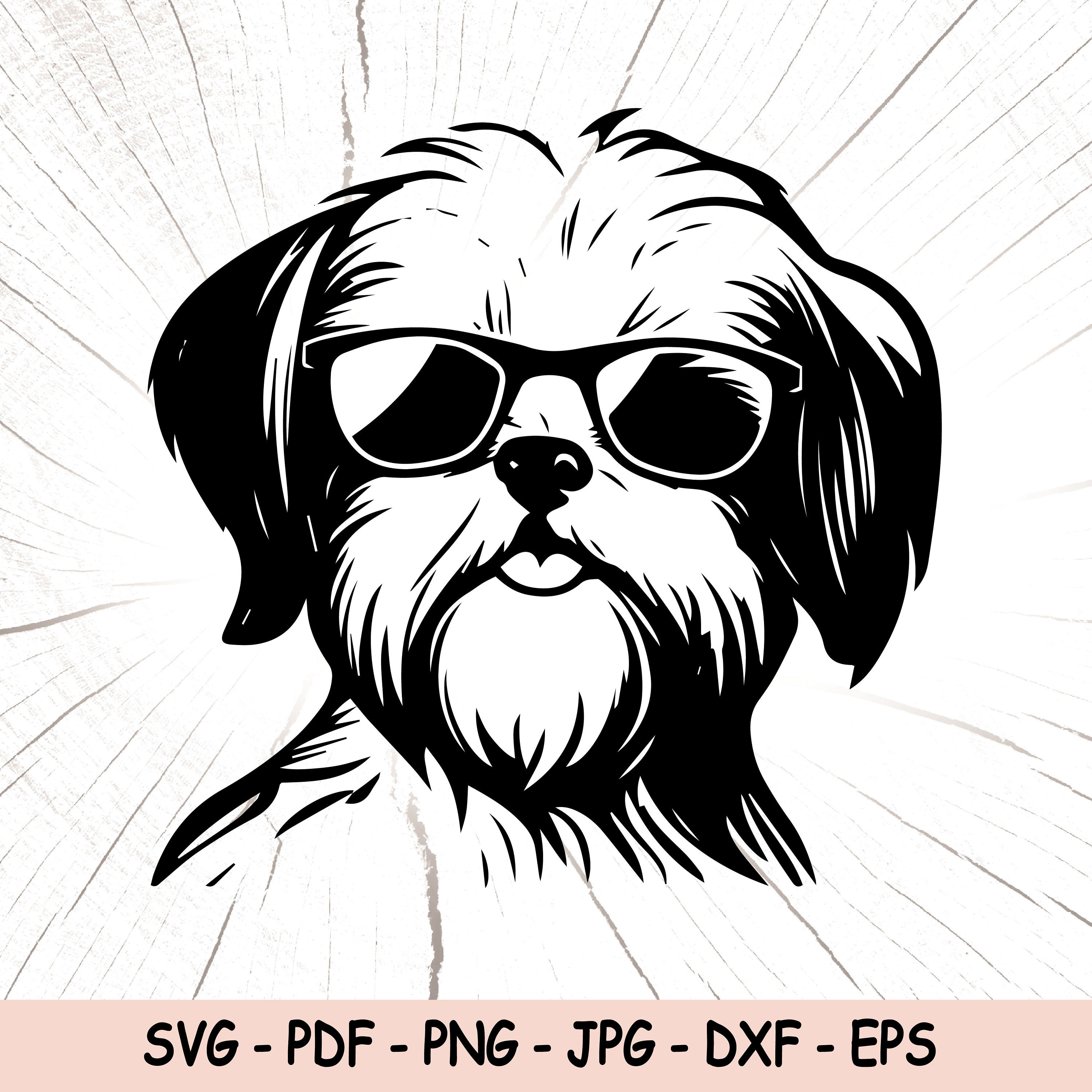 Shih Tzu Svg, Shih Tzu With Glasses Png, Funny Shih Tzu Digital ...