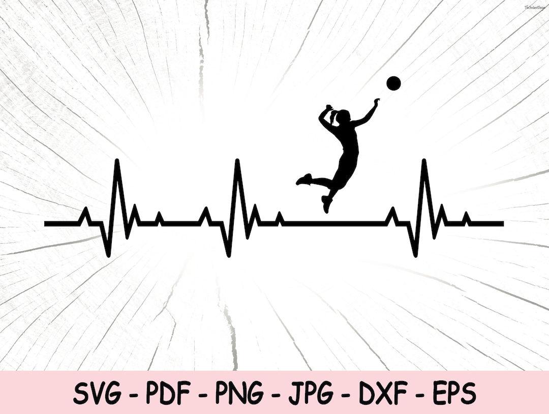 Volleyball Heartbeat SVG, Volleyball Heartbeat PNG, Volleyball Clipart ...