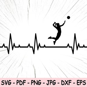 Volleyball Heartbeat SVG, Volleyball Heartbeat PNG, Volleyball Clipart ...