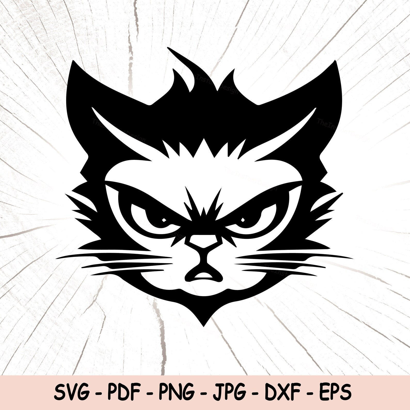 Angry Cat Wall Art Svg, Angry Cat Face Svg Png, Bad Cat Instant ...