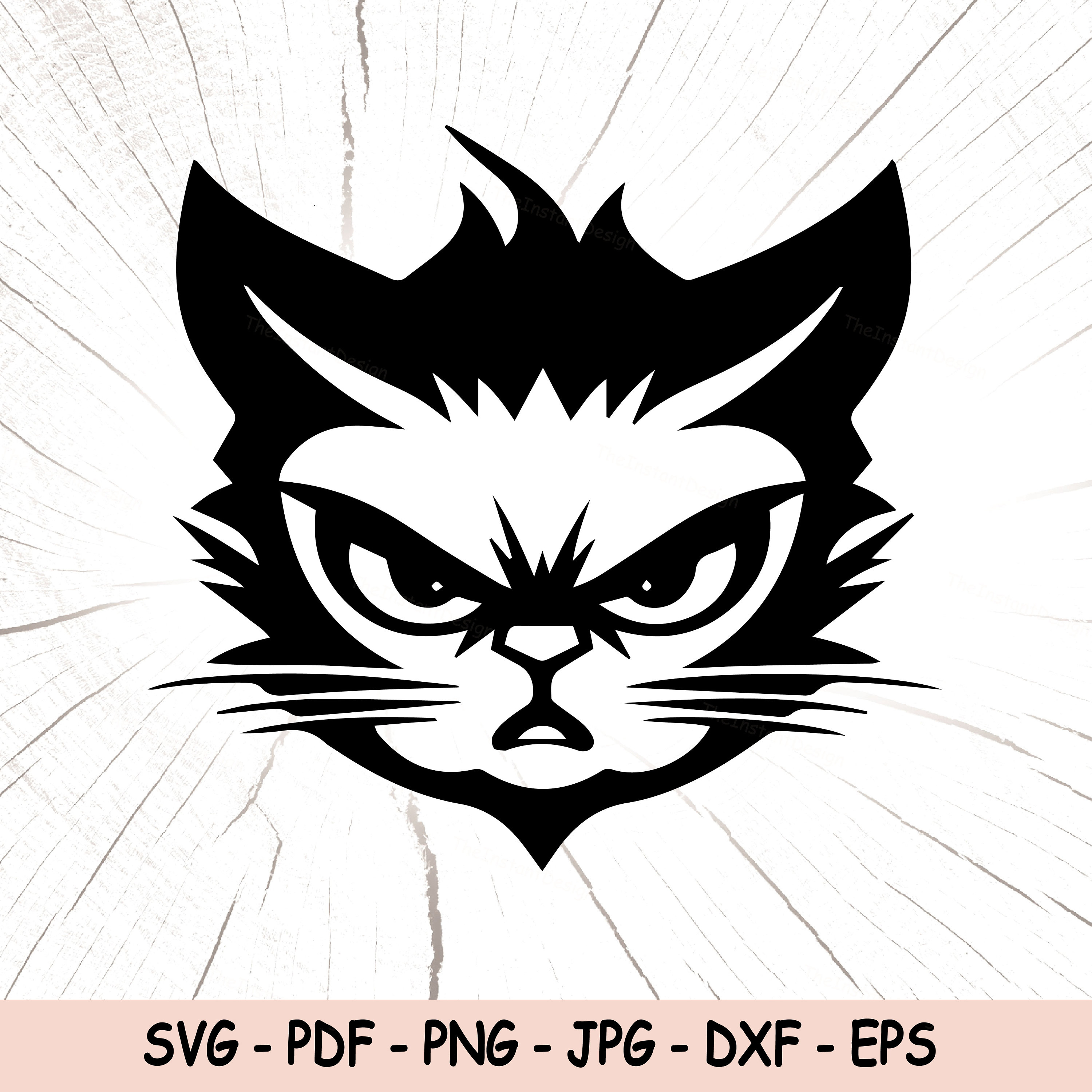 Angry Cat Wall Art Svg, Angry Cat Face Svg Png, Bad Cat Instant ...