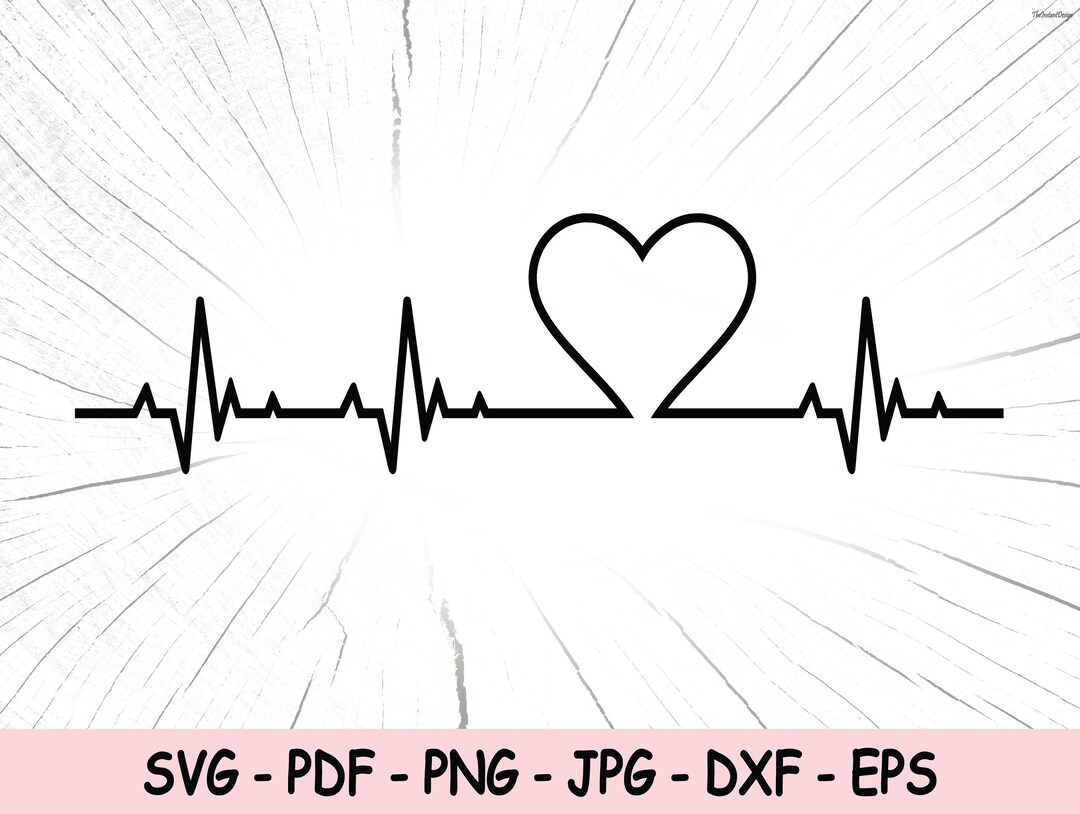 Heart Heartbeat SVG, Heart PNG, Heart Sticker Instant Download, Heart ...