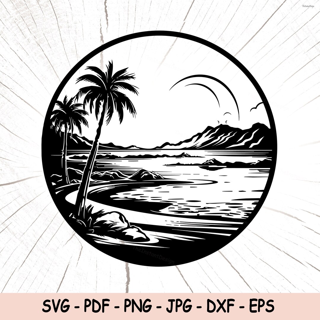 Tropical Island Svg, Beach Svg, Palm Tree Svg, Tree Svg, Palm Tree ...