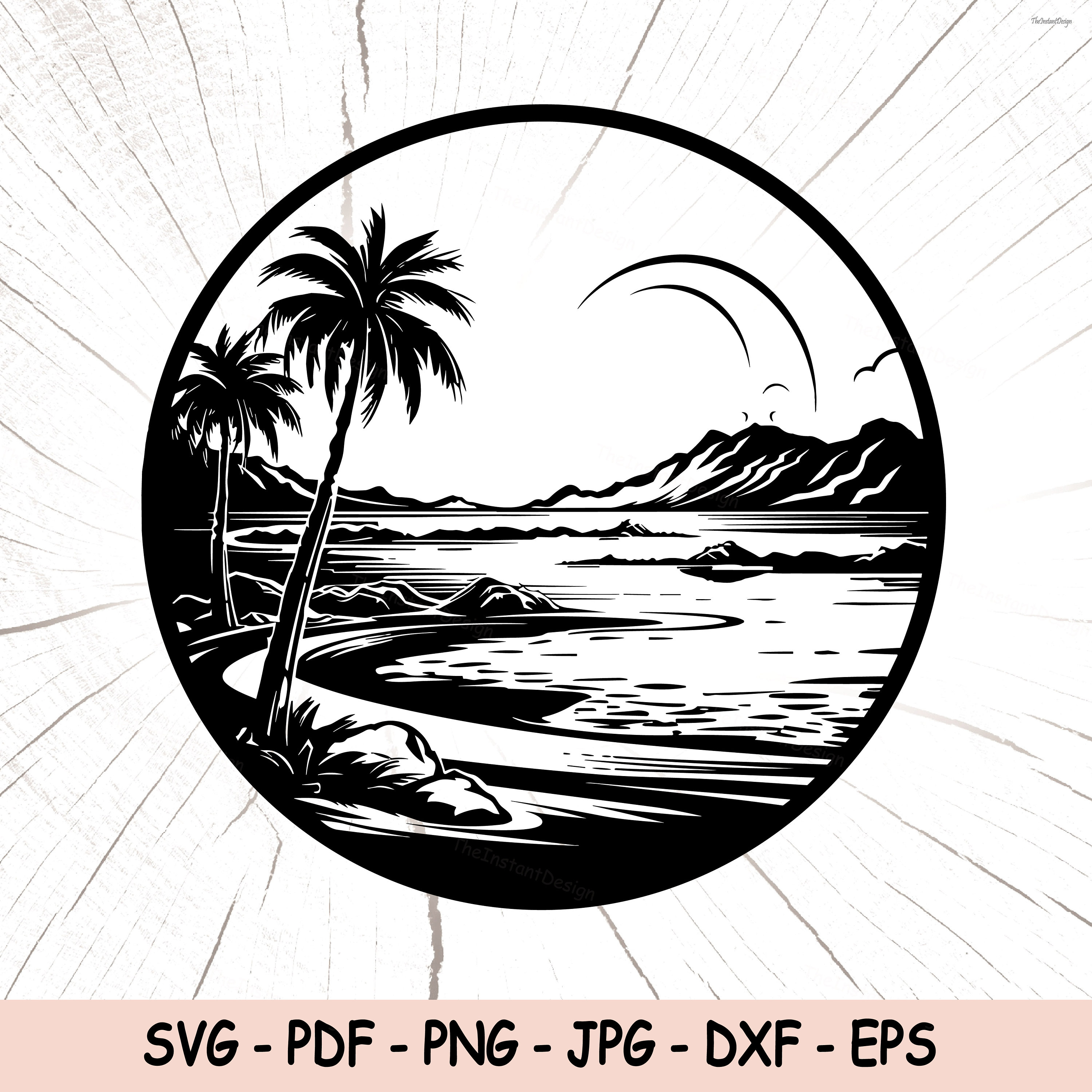 Tropical Island Svg, Beach Svg, Palm Tree Svg, Tree Svg, Palm Tree ...