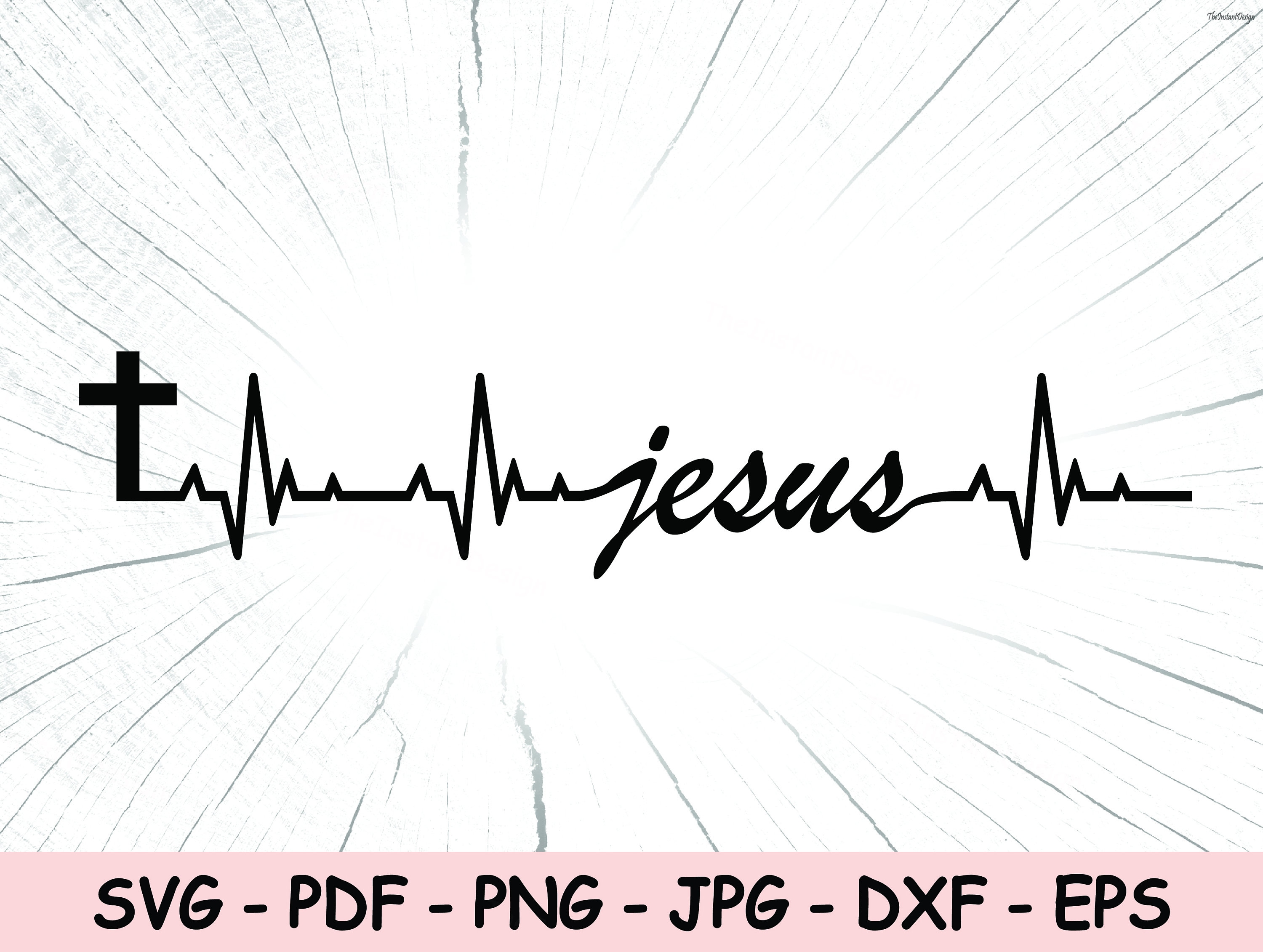 Jesus Heartbeat SVG, Jesus Lifeline PNG, Jesus Cross Instant Download ...