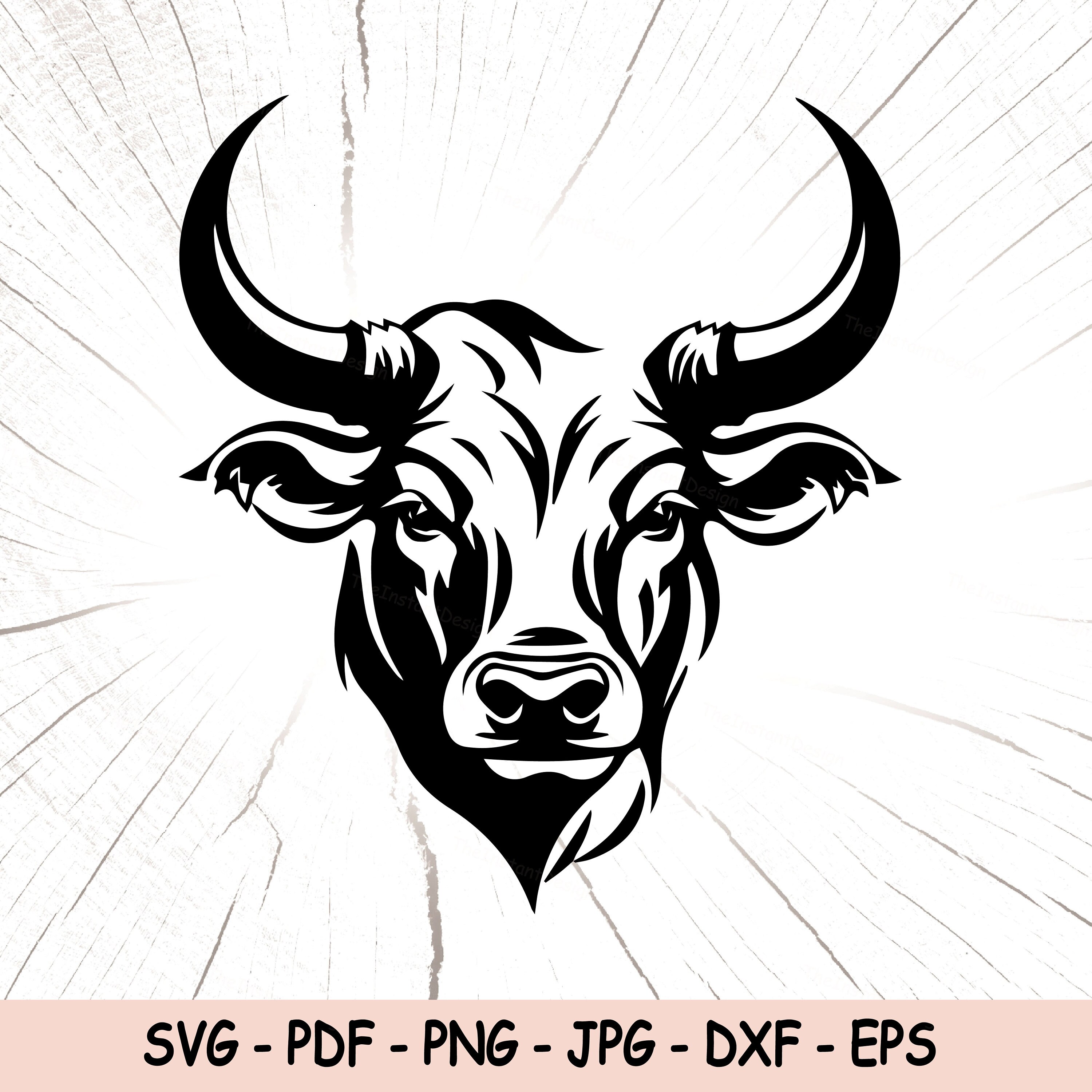 Bull Head Svg, Bulls Eps, Bull Silhouette, Bull Vinyl Cut File, Bull ...
