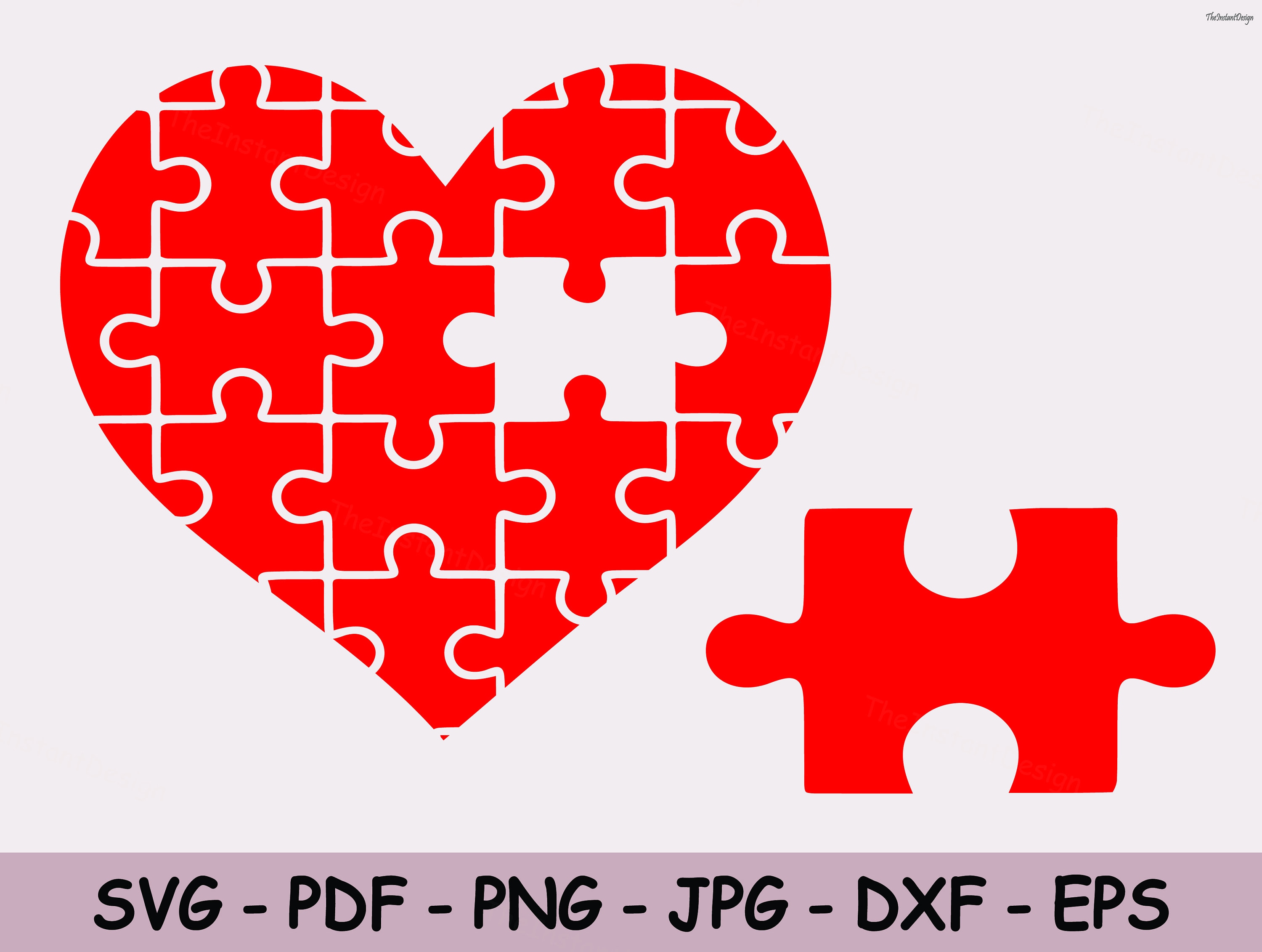Matching Heart Puzzle SVG File, Couples Heart Sublimation Design ...
