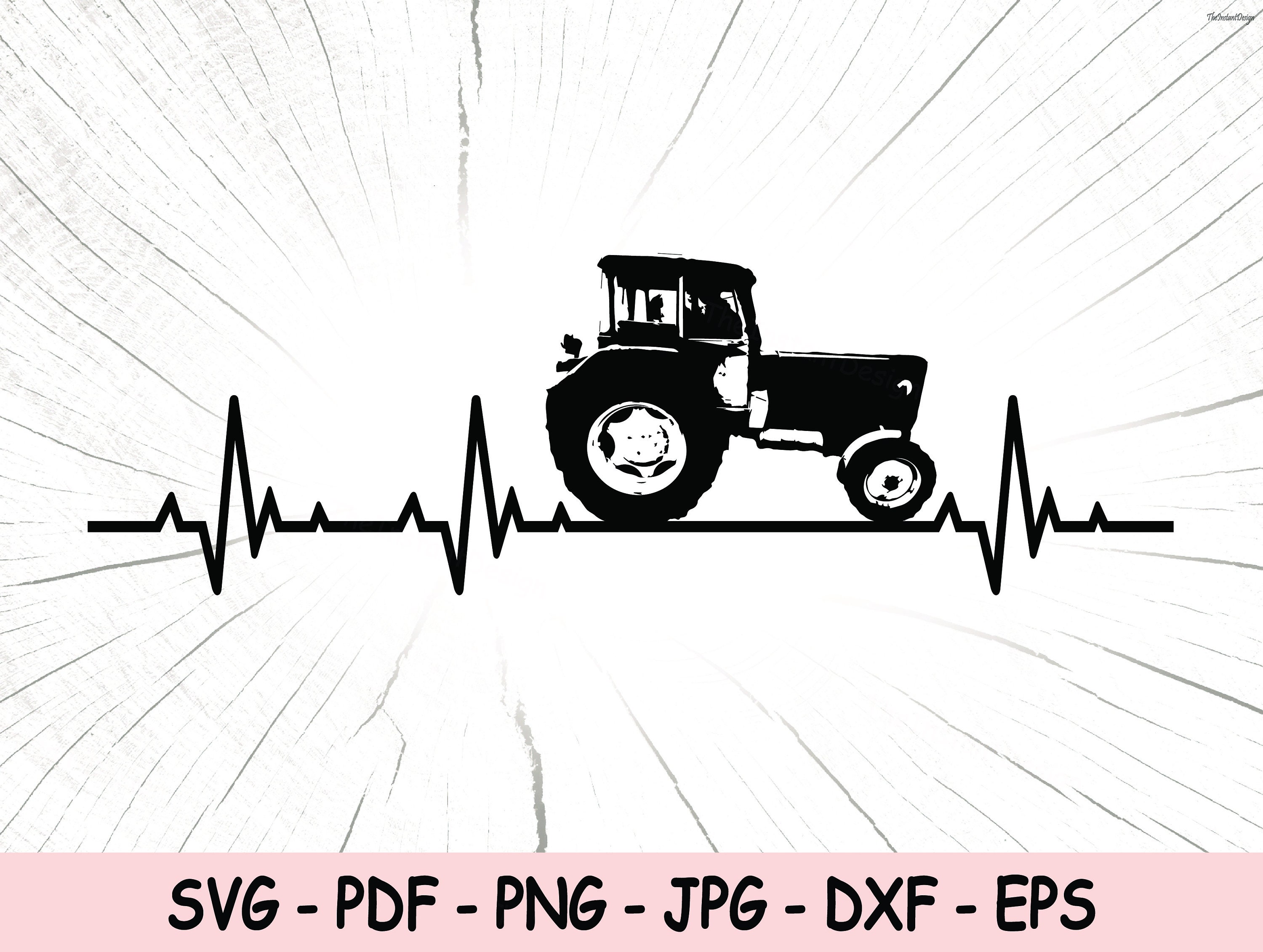 Tractor Heartbeat SVG, Tractor Decor PNG, Tractor Decal Instant ...