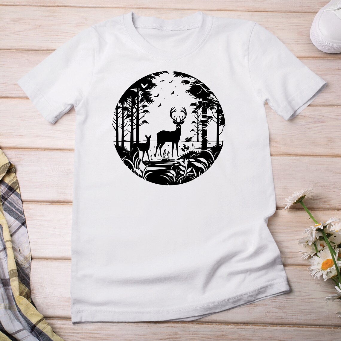 Deer Hunting Frame Svg, Deer Svg, Hunting Svg, Rifle Svg, Pine Tree ...