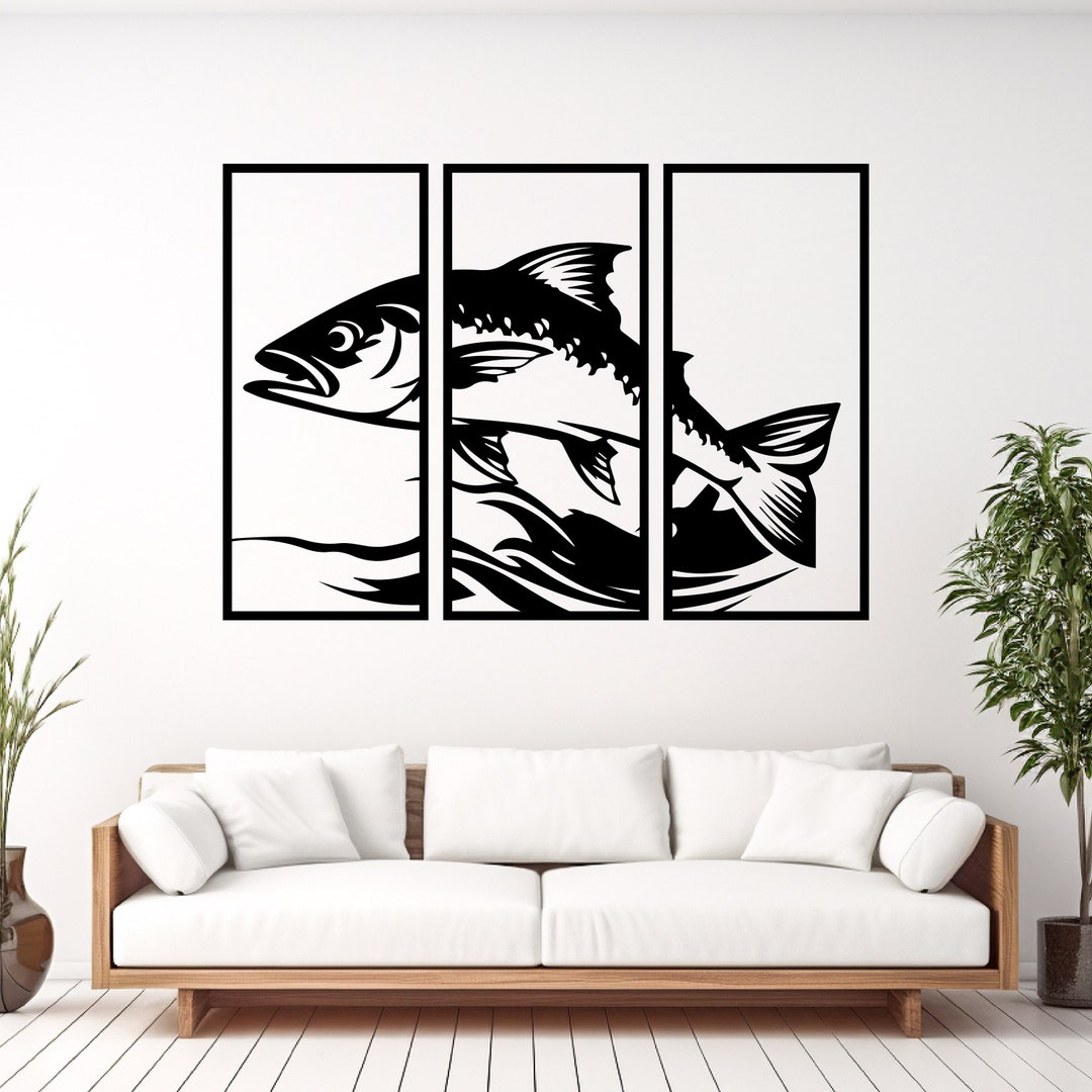 Fish Png, Fish Svg, Fish 3 Piece Wall Art, Fish Laser Cut File, Fish 3 ...