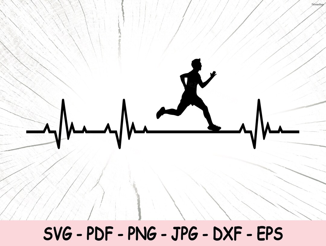 Runner Heartbeat SVG, Running Man PNG, Man Runner Lifeline Instant ...