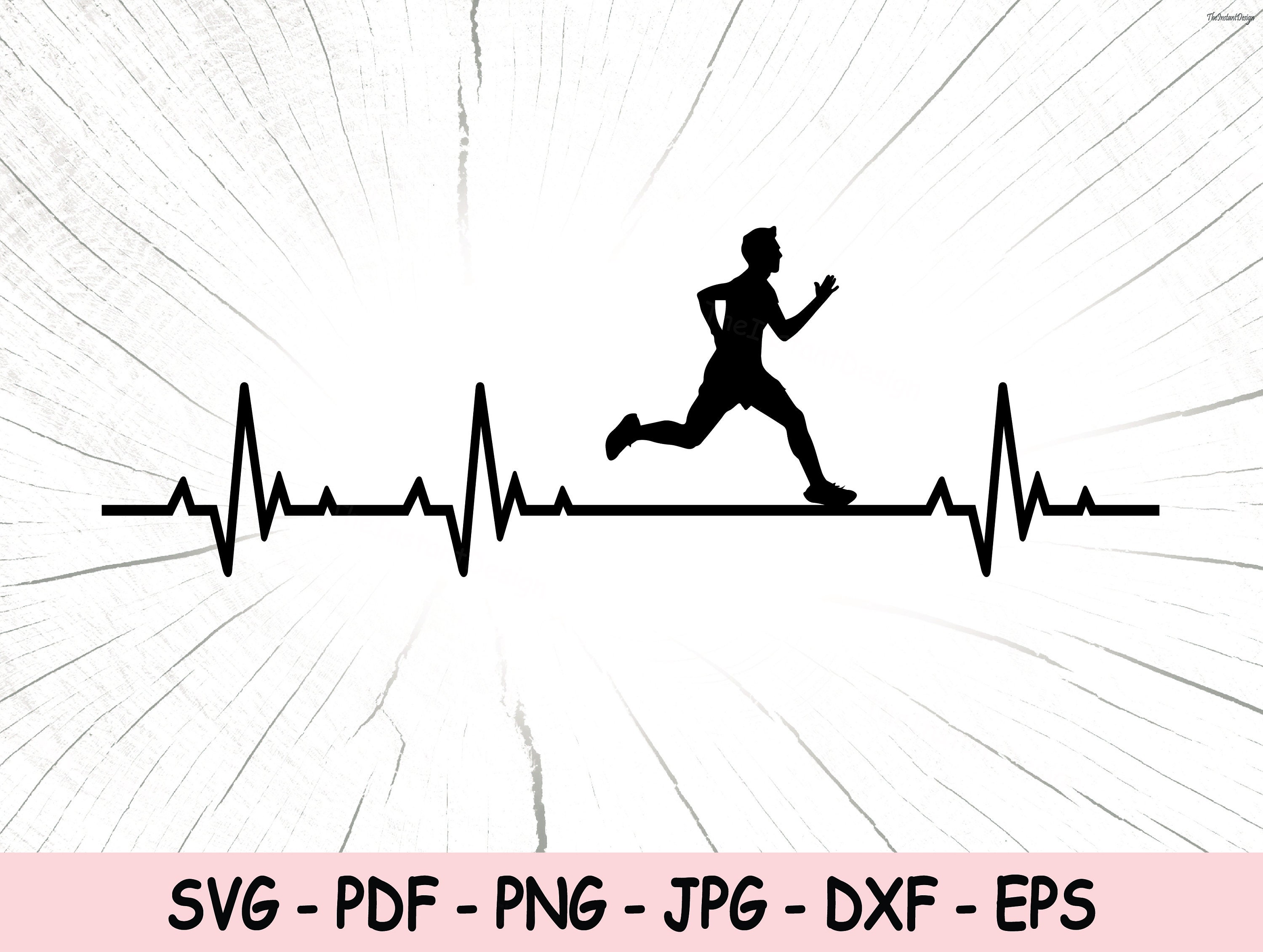 Runner Heartbeat SVG, Running Man PNG, Man Runner Lifeline Instant ...