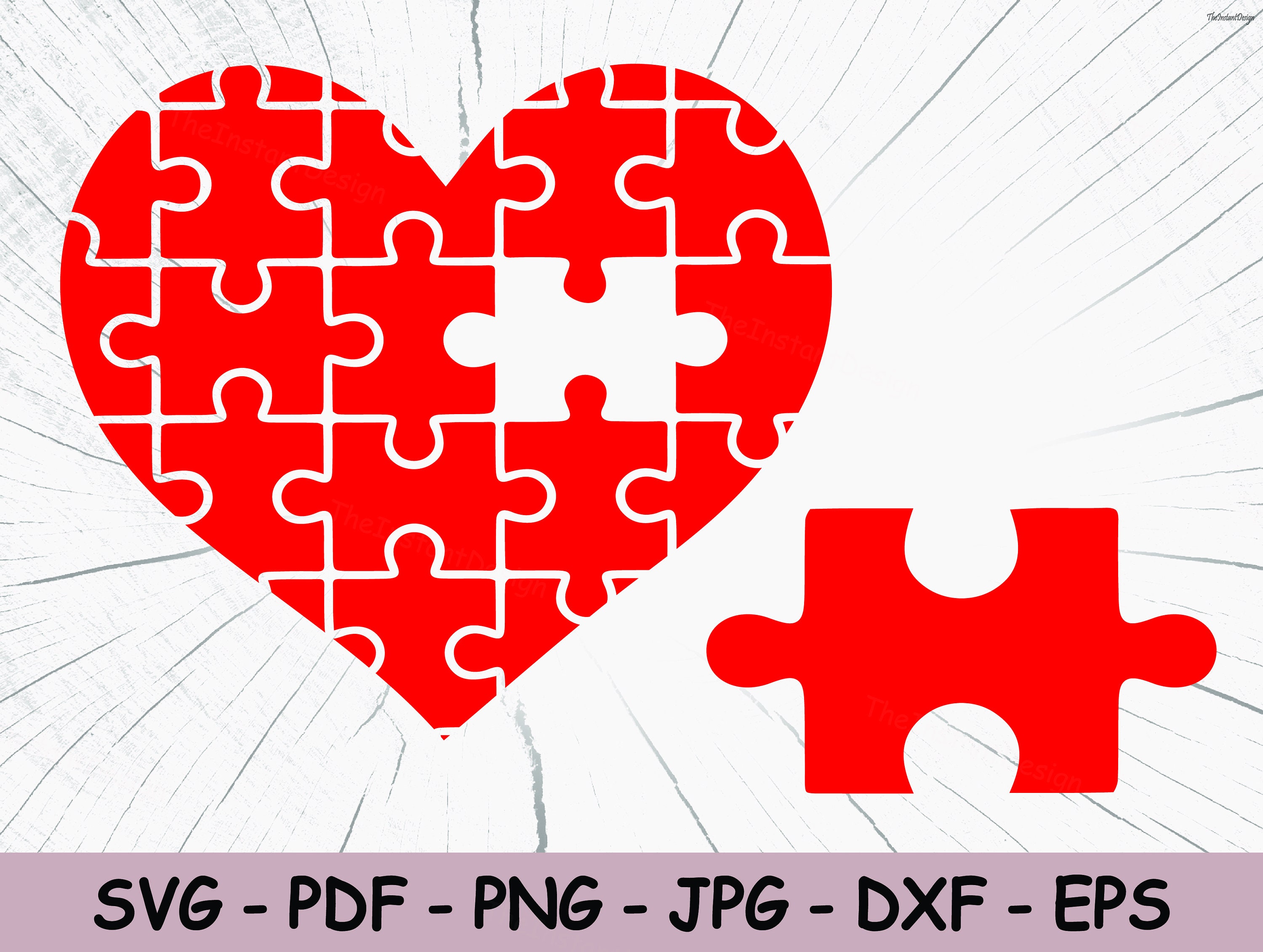 Matching Heart Puzzle SVG File, Couples Heart Sublimation Design ...