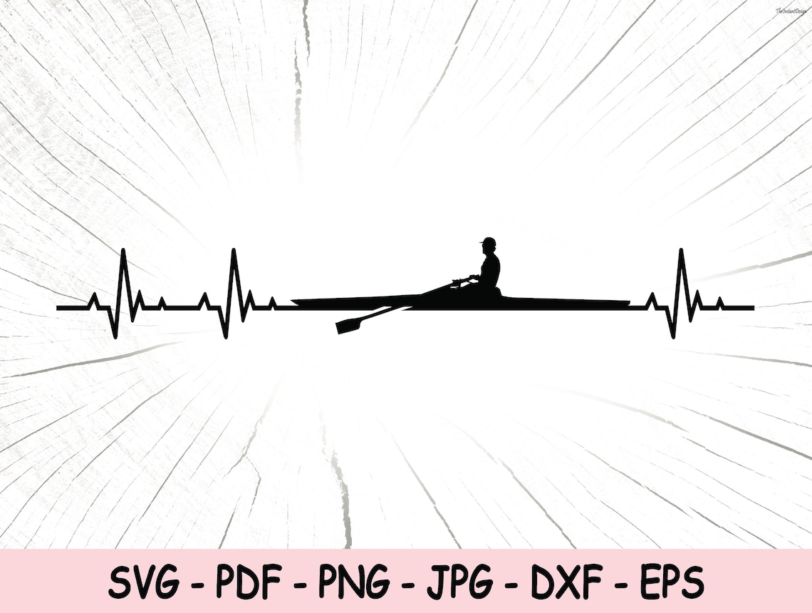 Rowing Heartbeat SVG, Rowing Art PNG, Rowing Print Instant Download ...