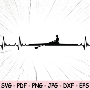 Rowing Heartbeat SVG, Rowing Art PNG, Rowing Print Instant Download ...