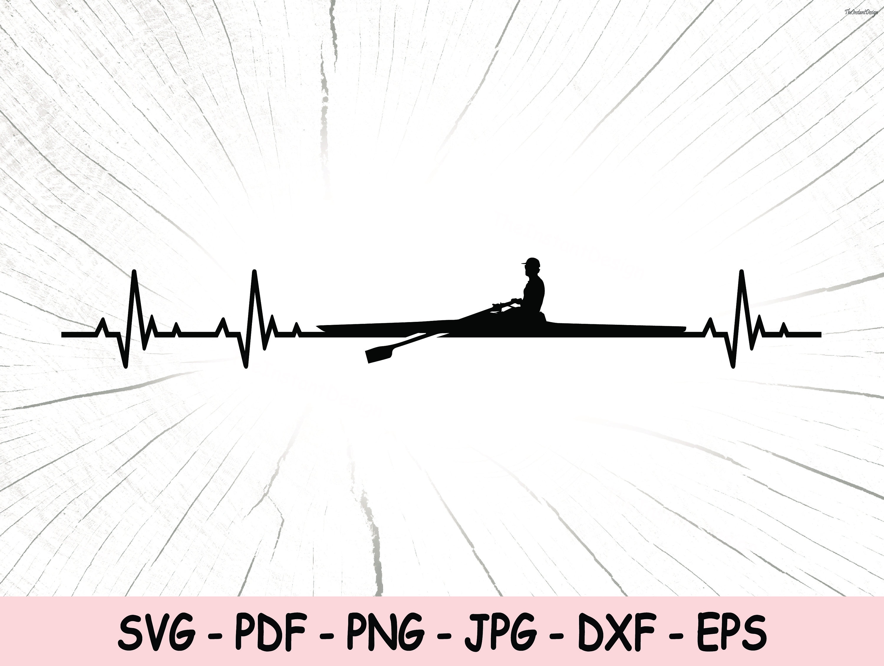 Rowing Heartbeat SVG, Rowing Art PNG, Rowing Print Instant Download ...