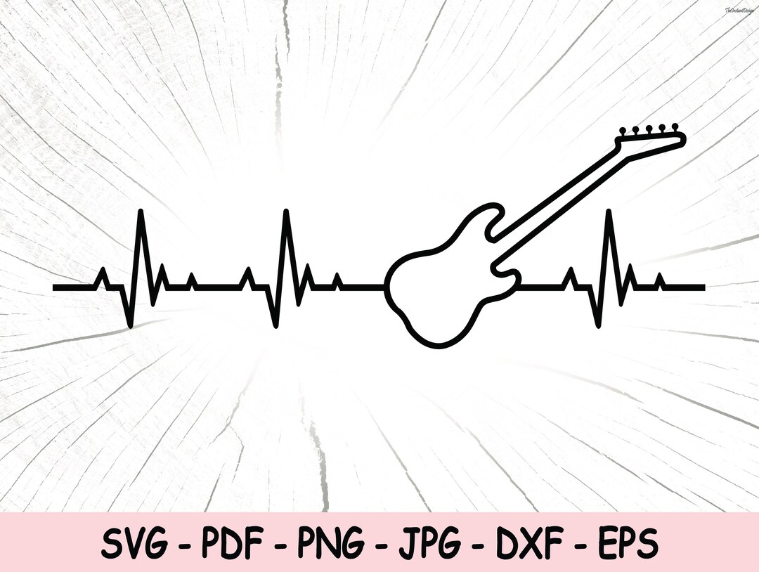 Guitar Heartbeat SVG, Guitar PNG, Guitar Wall Decor Instant Download ...