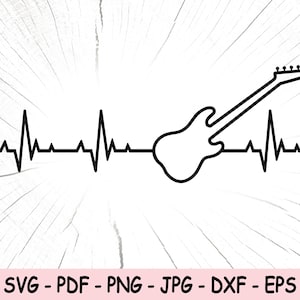 Guitar Heartbeat SVG, Guitar PNG, Guitar Wall Decor Instant Download ...
