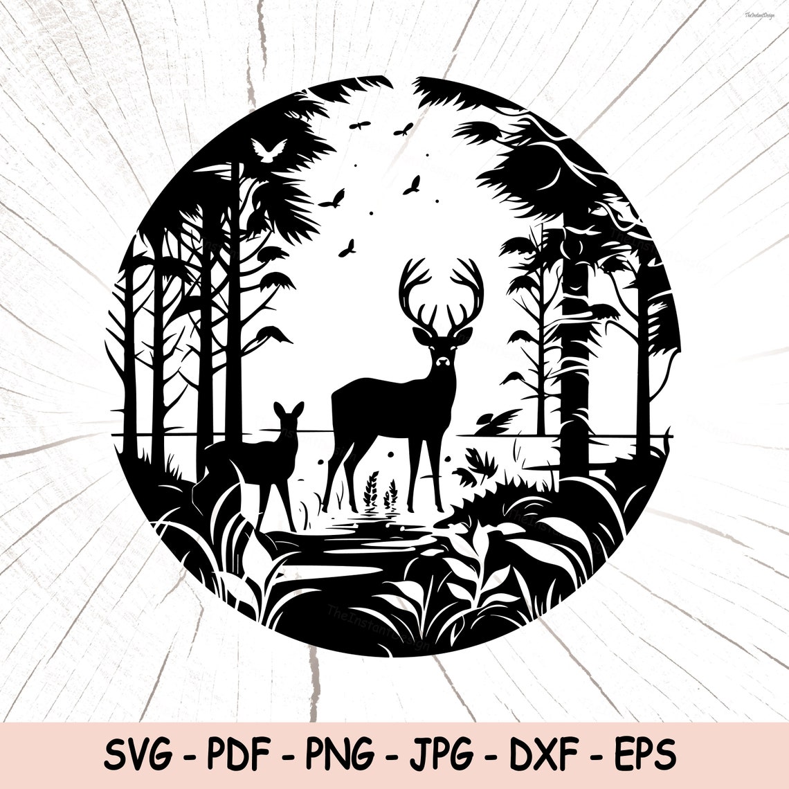 Deer Hunting Frame Svg, Deer Svg, Hunting Svg, Rifle Svg, Pine Tree ...