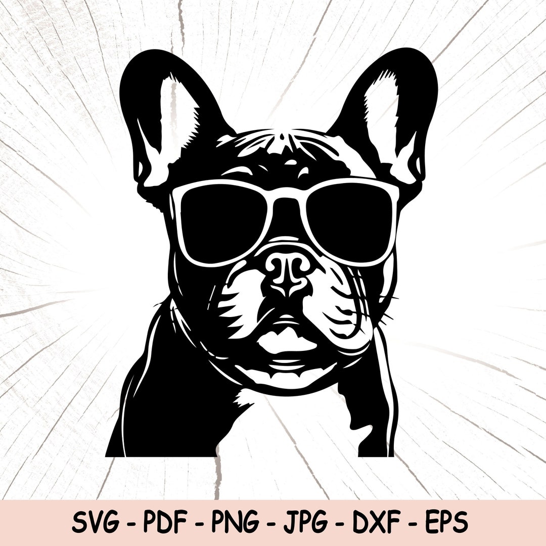 French Bulldog Svg, French Bulldog With Glasses Png, Funny Bulldog ...