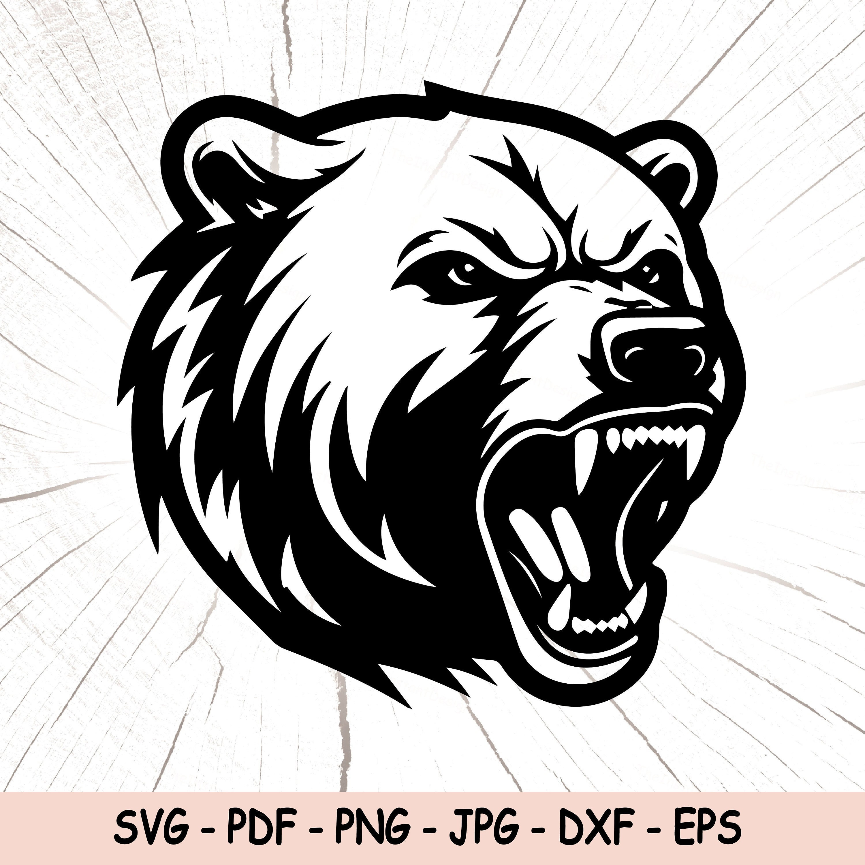 Bear Head Svg, Angry Bear Eps, Bear Silhouette, Bear Vinyl Cut File ...