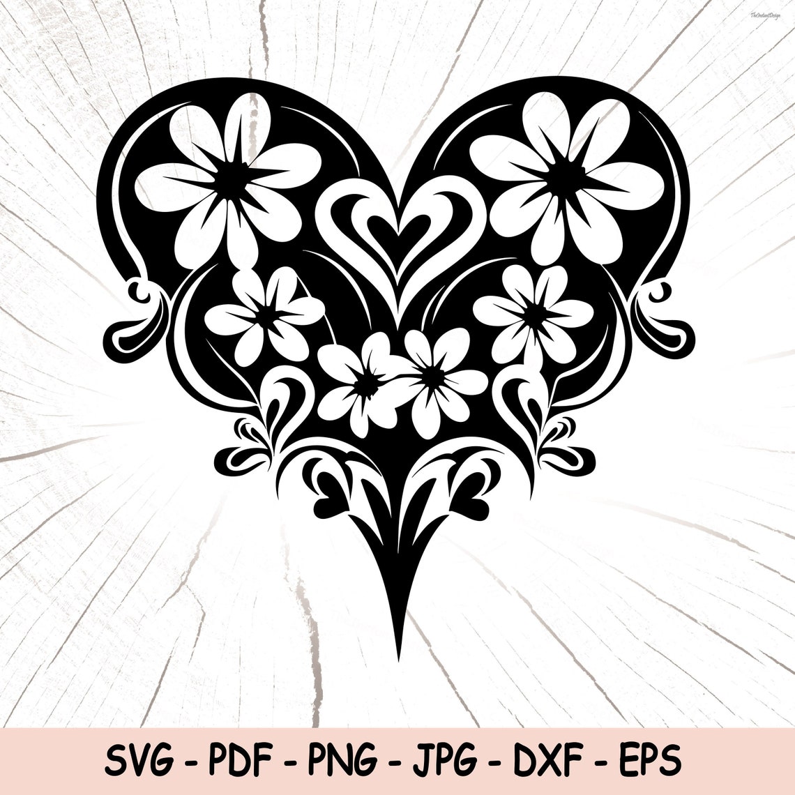 Heart Svg, Flower Heart Svg, Floral Heart Svg, Open Heart Svg, Heart ...