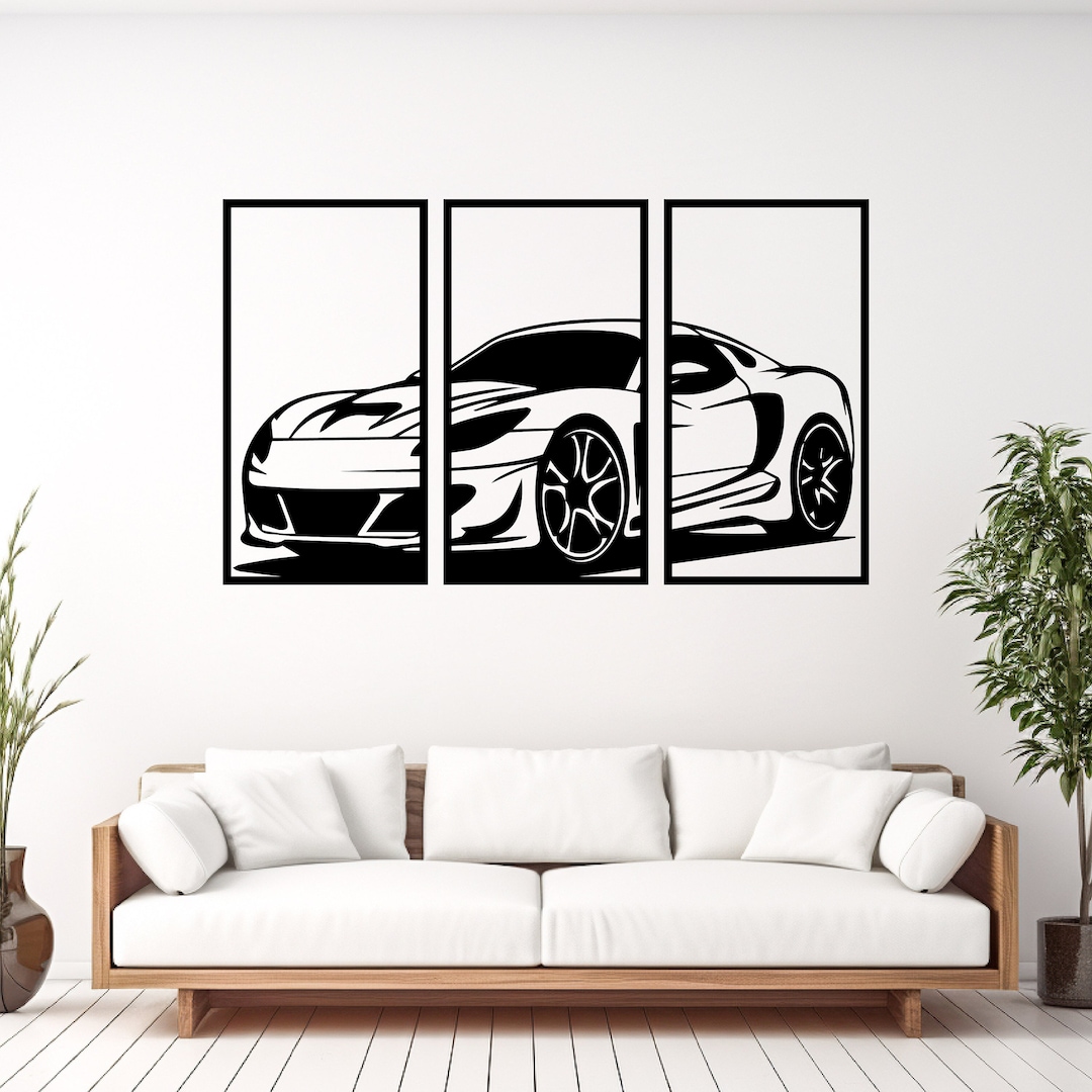 Sport Car 3 Set Panel Svg, Car Eps, Car 3 Piece Wall Decor, Car ...