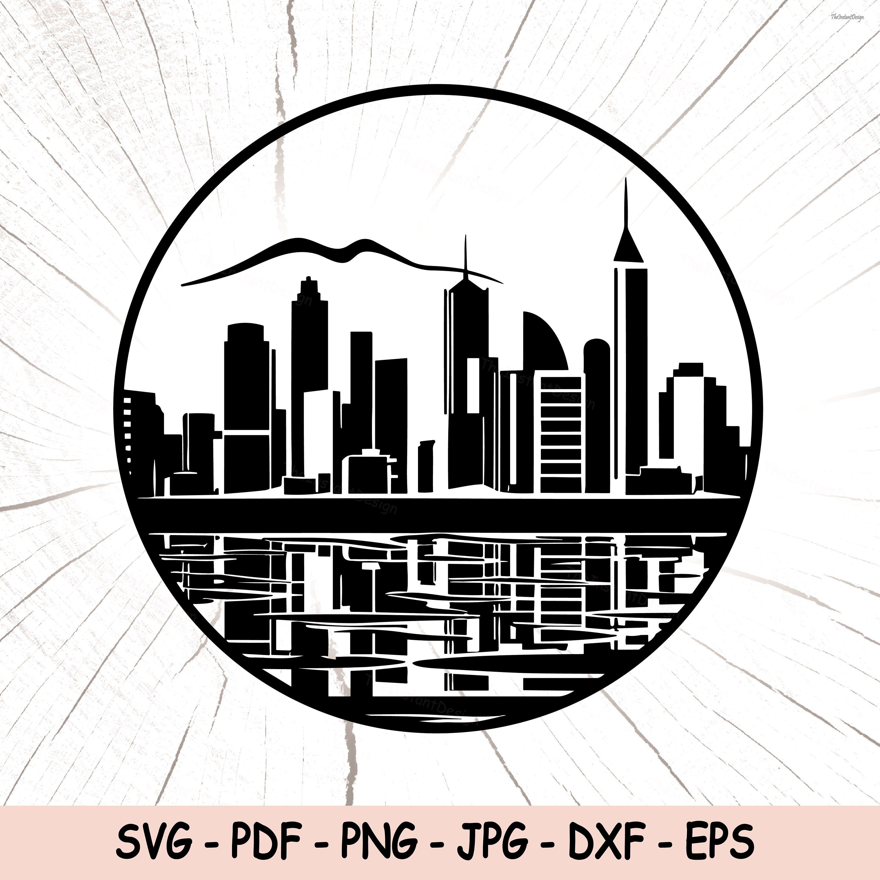 City Skyline Svg, City Svg, City Sticker, Buildings Svg, Buildings Wall ...