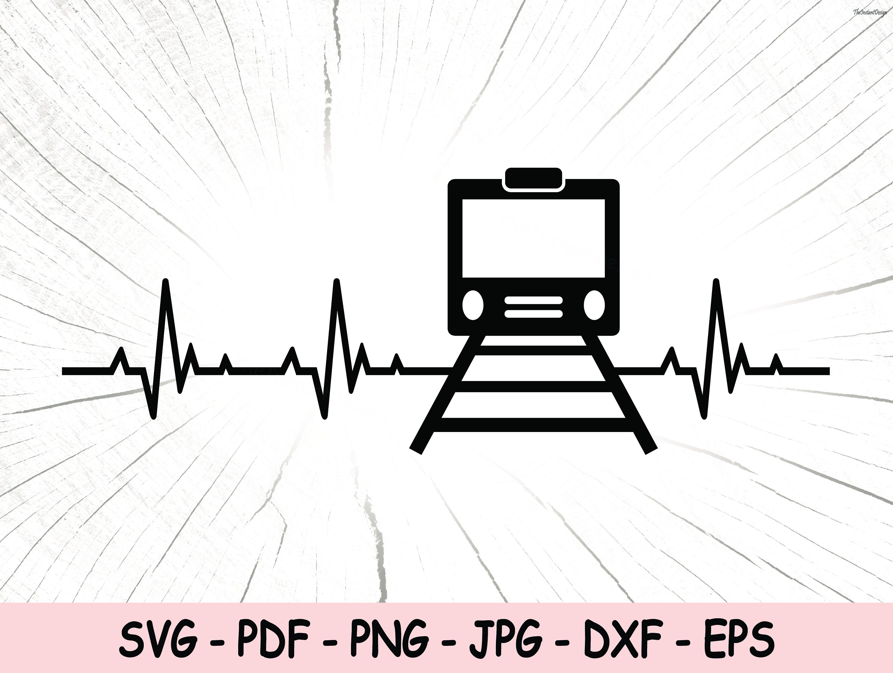 Train Heartbeat SVG, Train Decor PNG, Train Track Instant Download ...