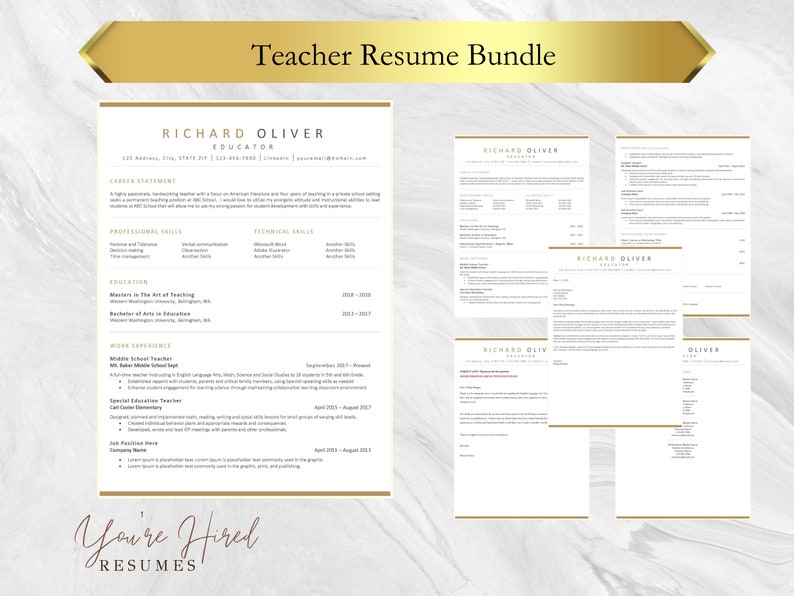 Teacher Resume Template Bundle Instant Download Digital Download ATS ...