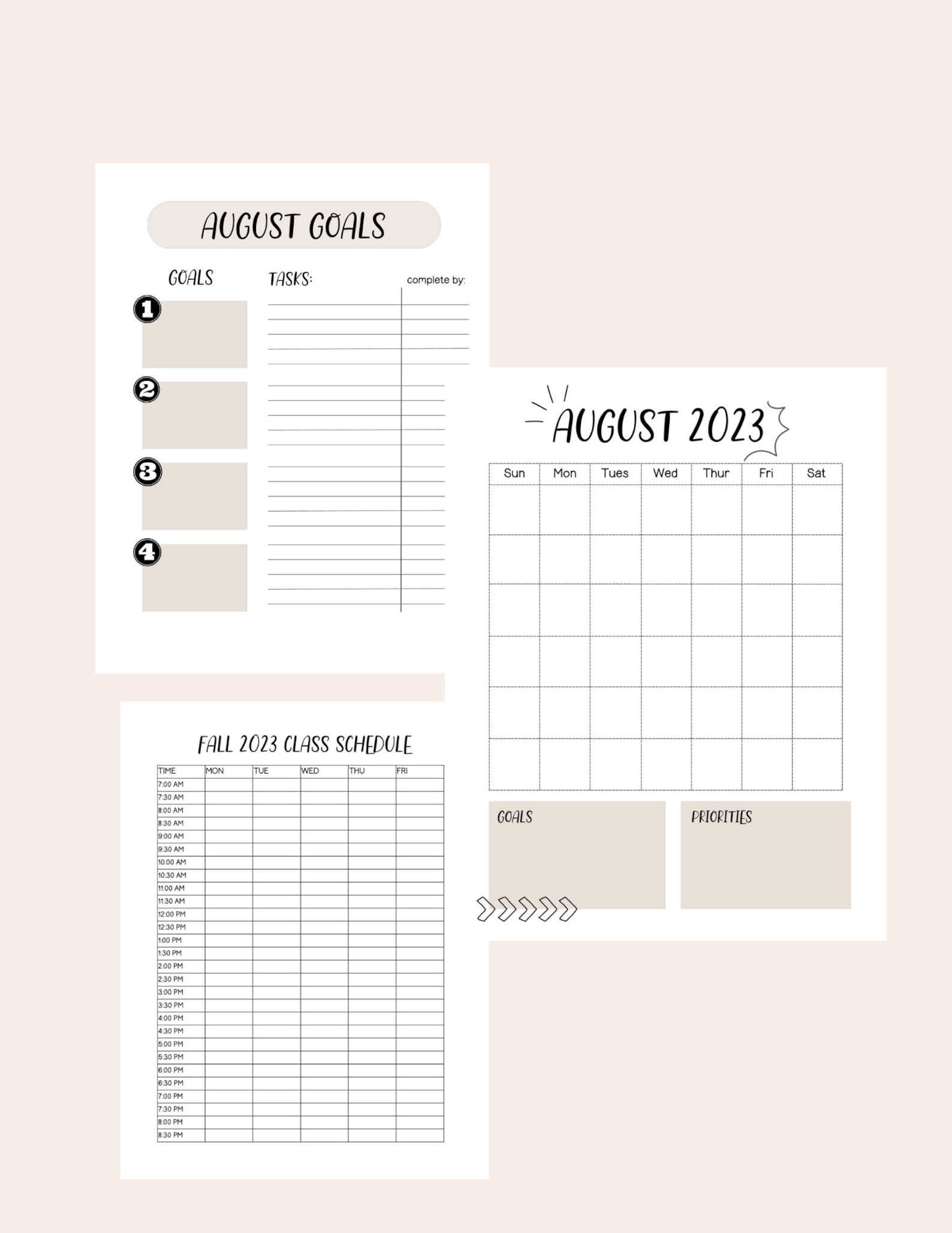 Student Planner / Semester Calendar / Study Tracker / College Planner ...