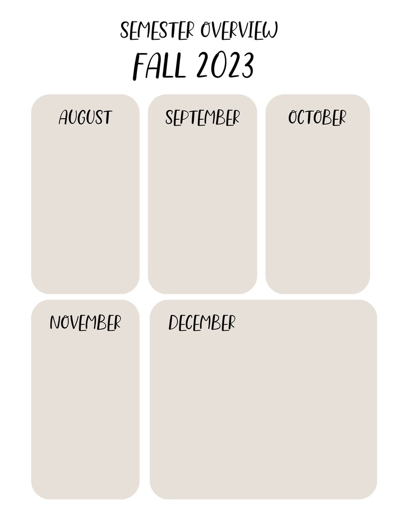 Student Planner / Semester Calendar / Study Tracker / College Planner ...