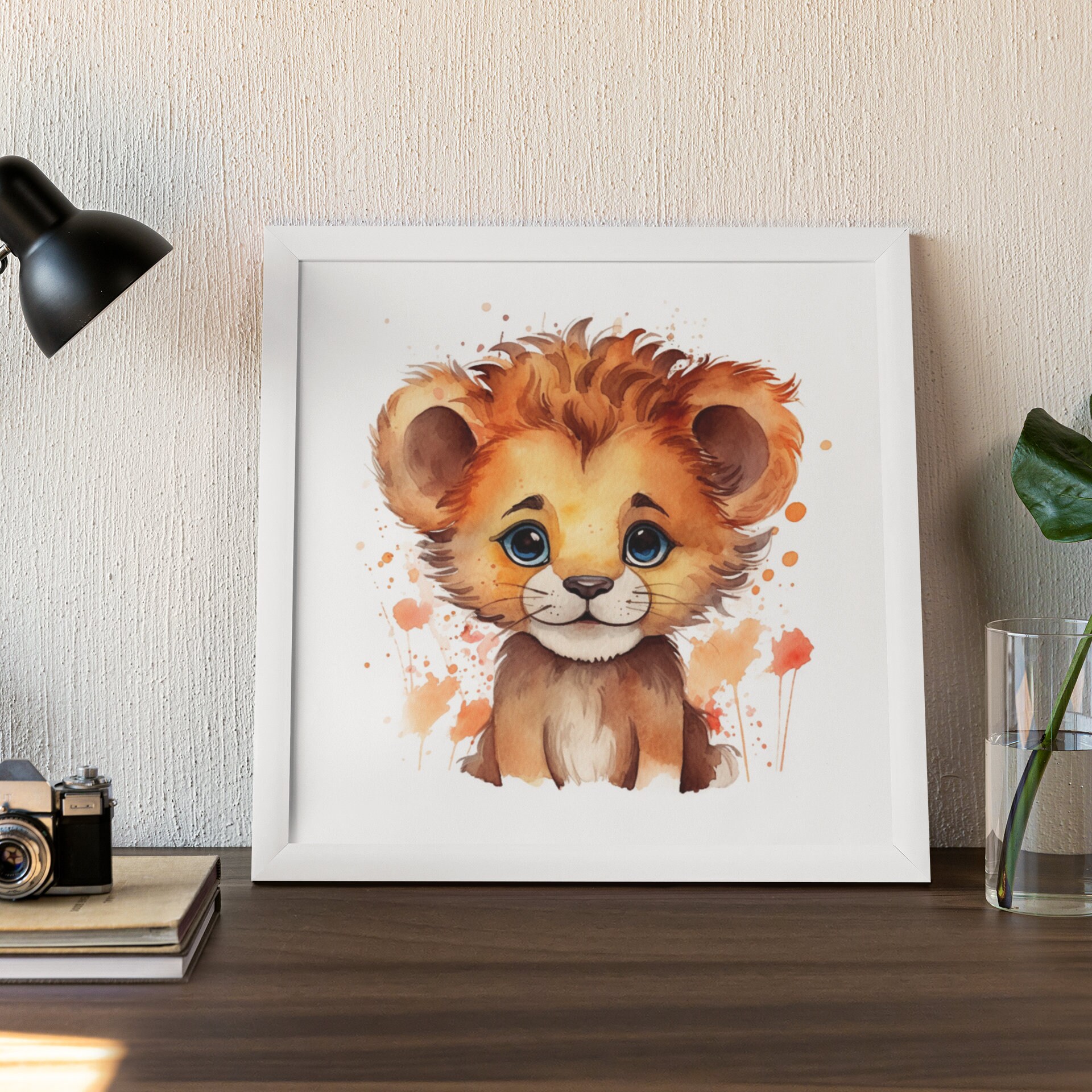 Watercolor Lion Digital Paint 0range - Etsy