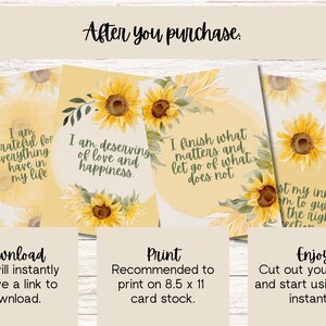 Sunflower Printable Affirmation Cards Self Care Love Vision Board ...