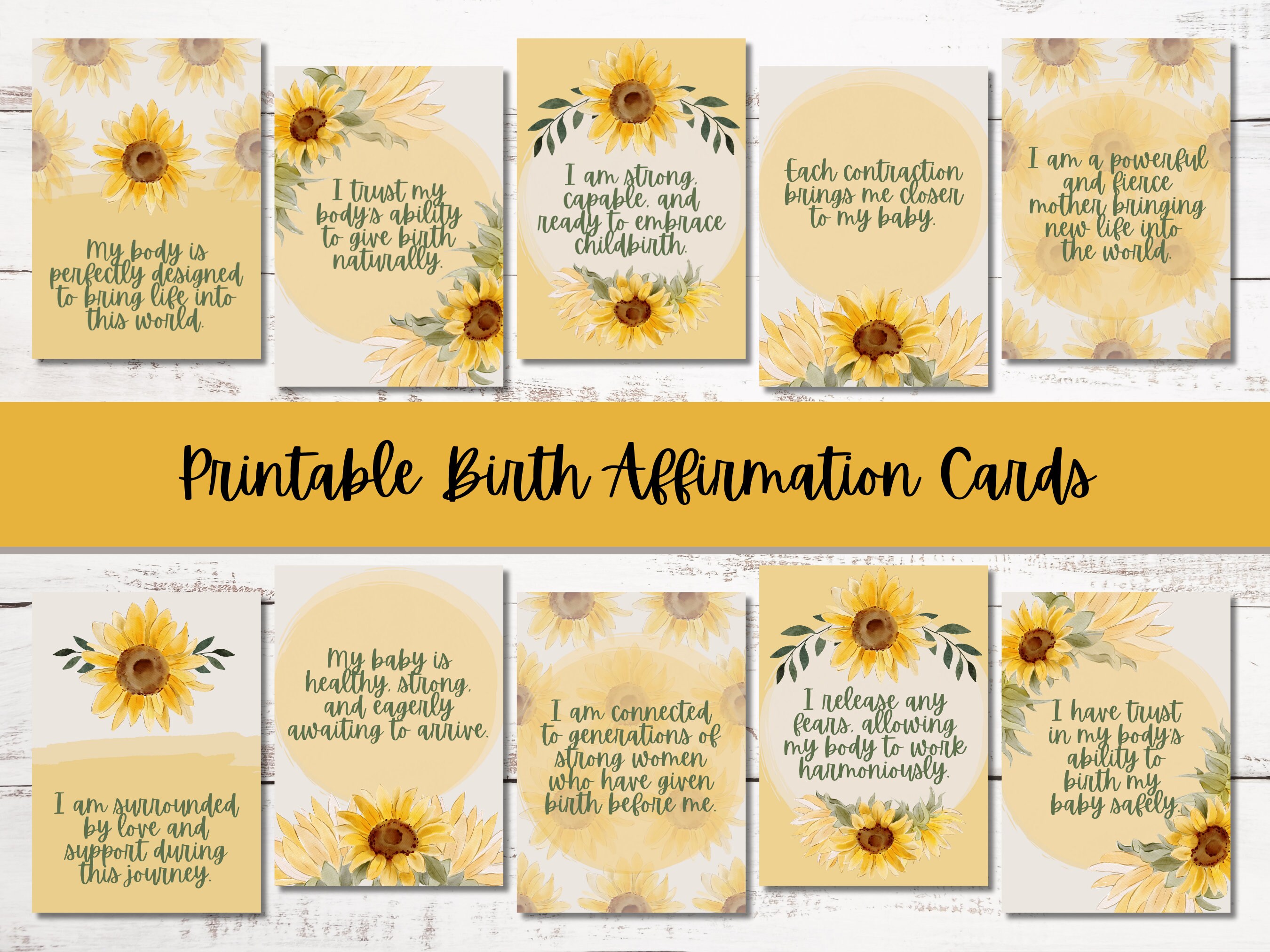 Sunflower Printable Birth Affirmation Cards I Self Care Love - Etsy