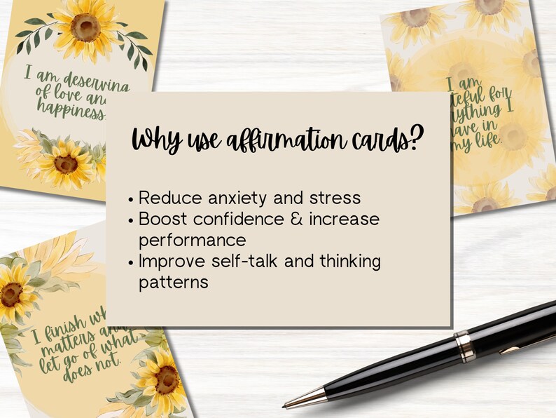 Sunflower Printable Affirmation Cards Self Care Love Vision Board ...