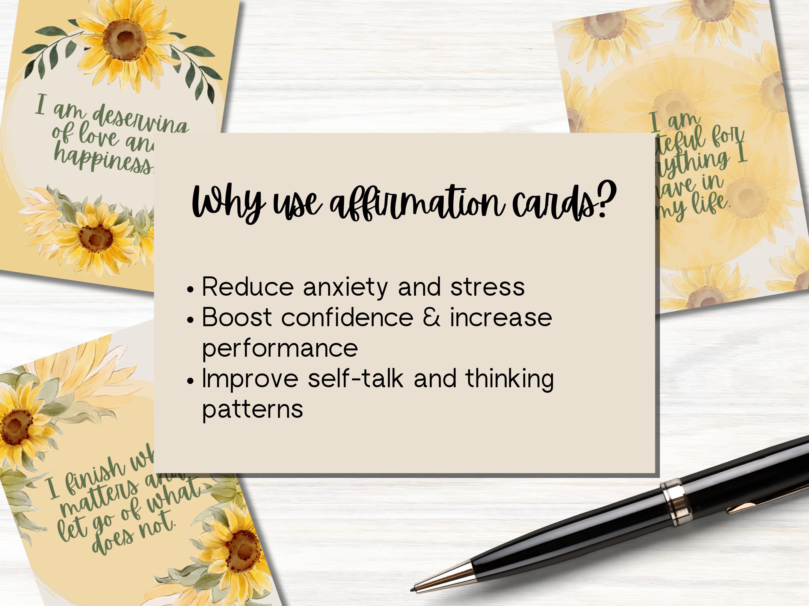 Sunflower Printable Affirmation Cards Self Care Love Vision Board ...