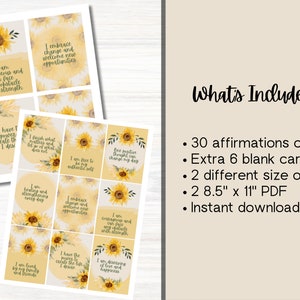 Sunflower Printable Affirmation Cards Self Care Love Vision - Etsy ...