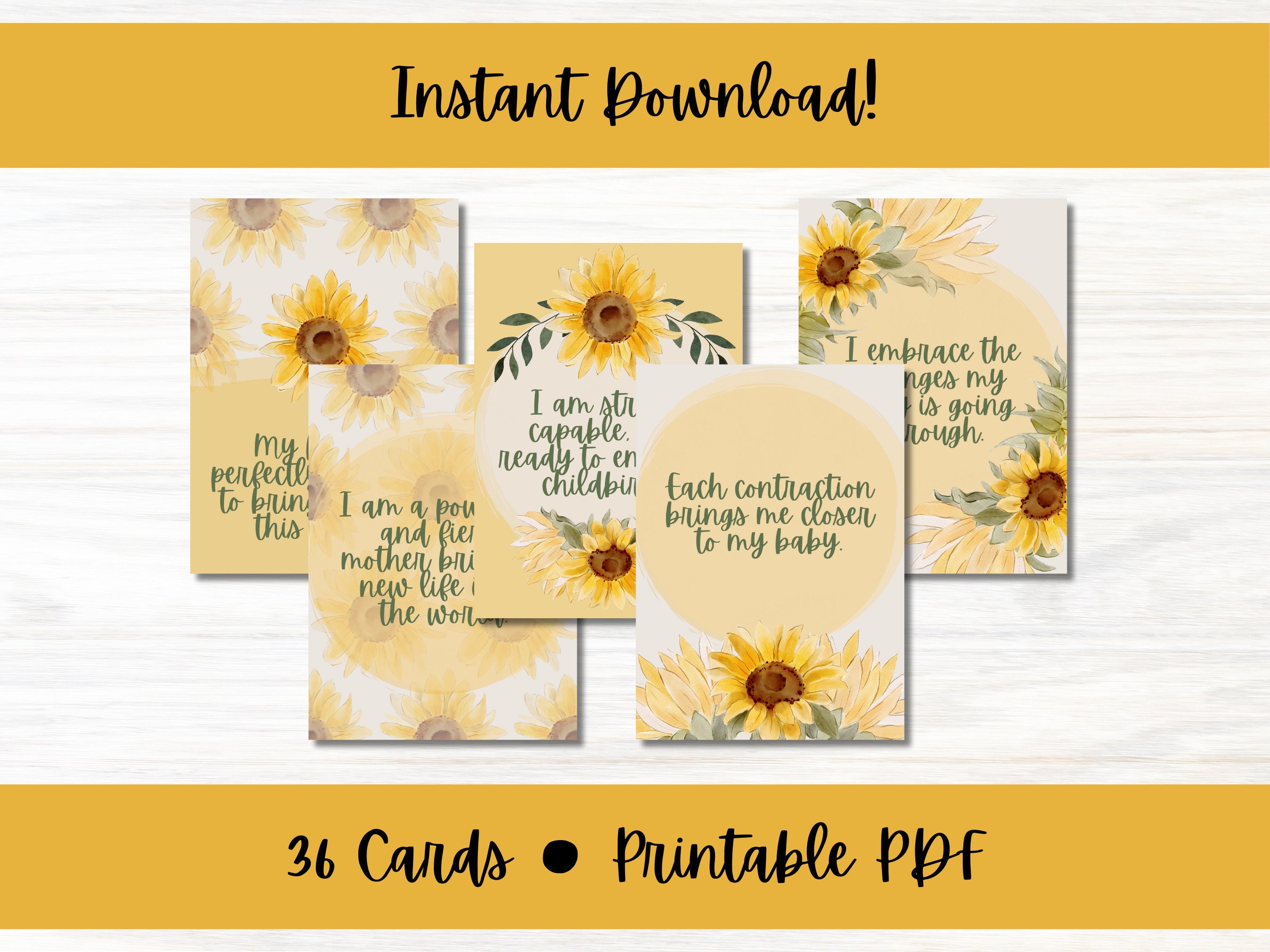 Sunflower Printable Birth Affirmation Cards I Self Care Love - Etsy